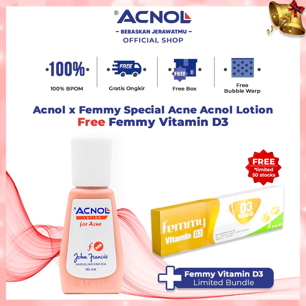 Jual Acnol x Femmy Special Acne Acnol Lotion - Free Femmy Vitamin D3 ...