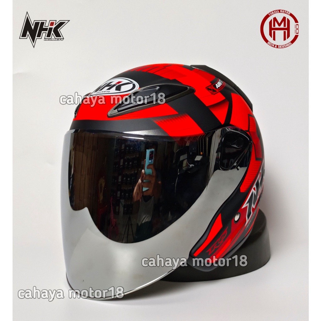 Jual Helm NHK R6 cube black red doff|HALF FACE NHK | Shopee Indonesia