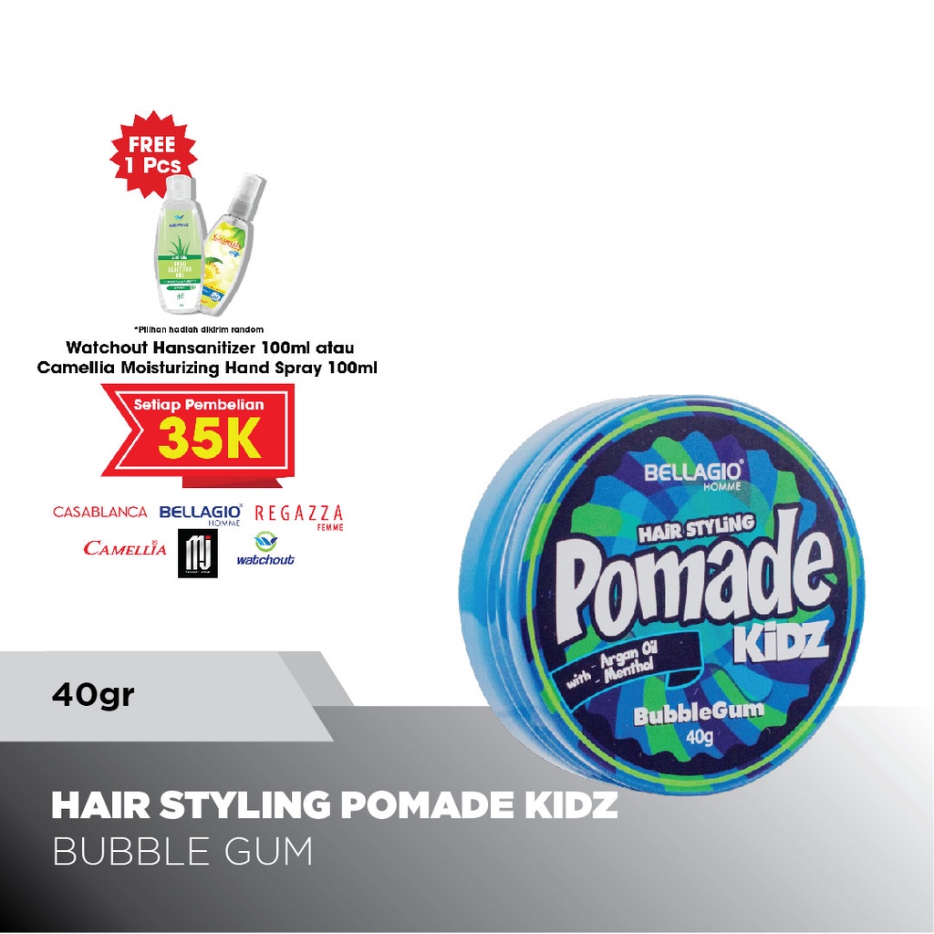 Jual Bellagio Homme Pomade Kidz - Kids BubbleGum (40gr) | Shopee Indonesia