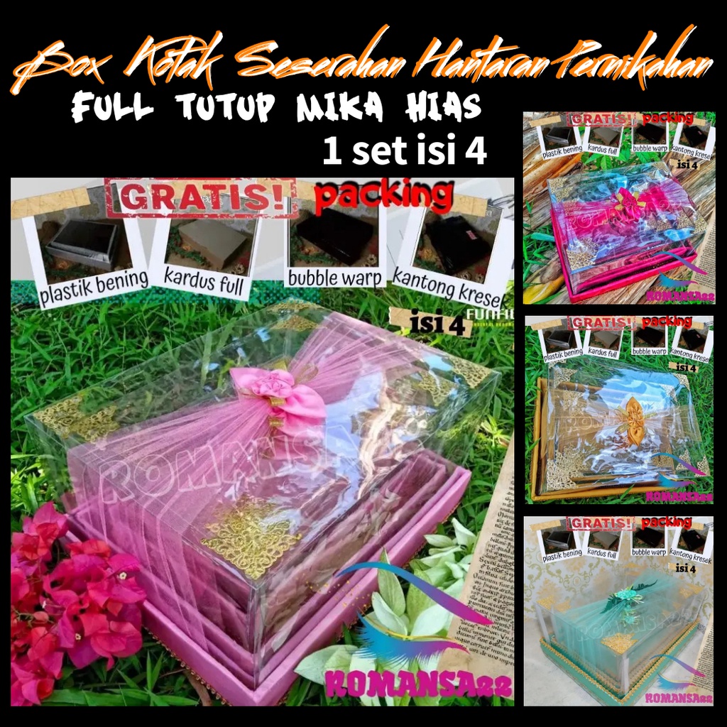 Jual BOX MAHAR TEMPAT PARCEL KOTAK HANTARAN MIKA SESERAHAN PERHIASAN LAMARAN PERNIKAHAN 1 SET ...