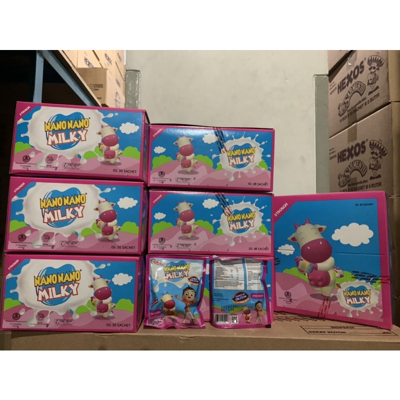 Jual Permen Susu Nano Nano Milky Stroberry Kemasan 1 box isi 30 bungkus ...