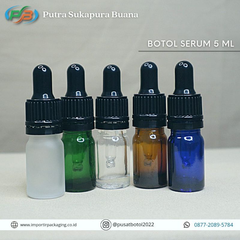 Jual botol kaca pipet 5ml amber coklat tebal / botol serum 5ml amber ...