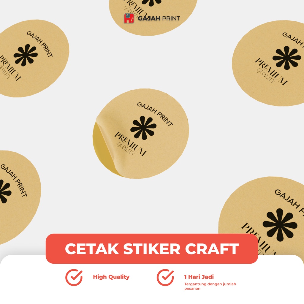 Jual Cetak Stiker Label Craft + Cutting Kiss Cut /Sticker kraft ...