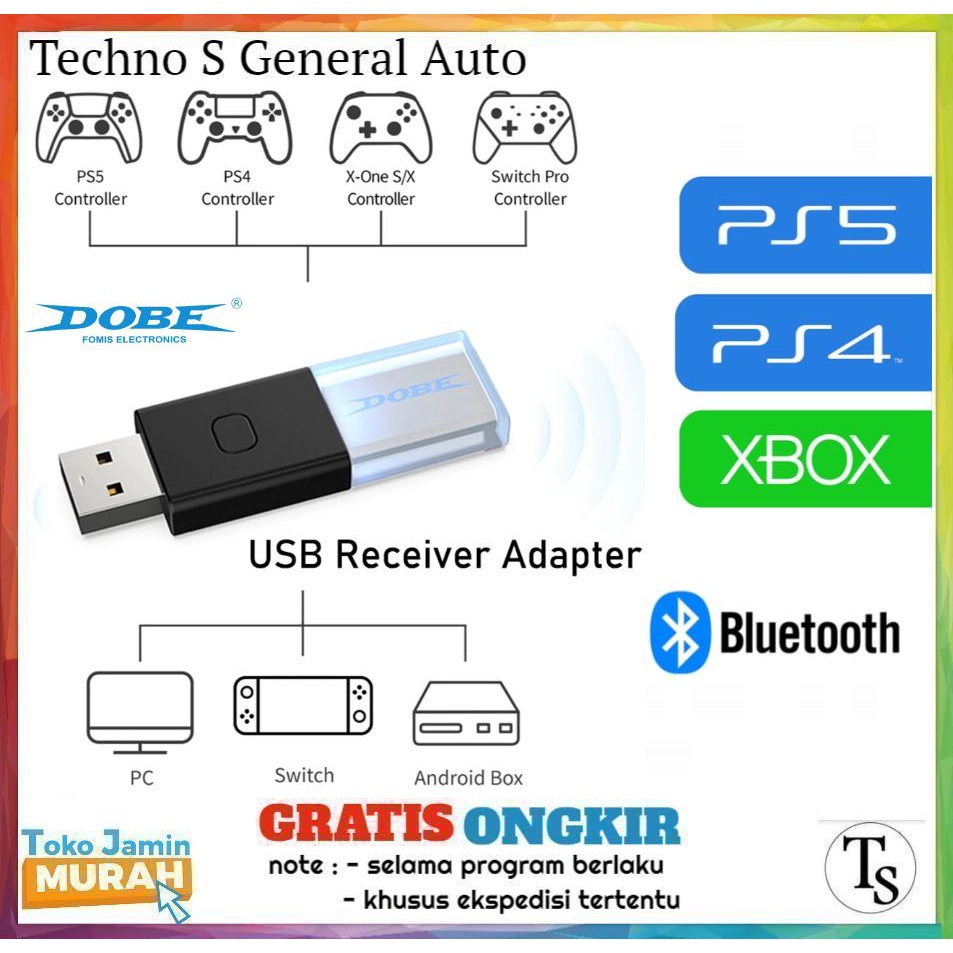 Jual Dobe BT Bluetooth Controller Receiver PC Stick PS4 PS5 Xbox One ...