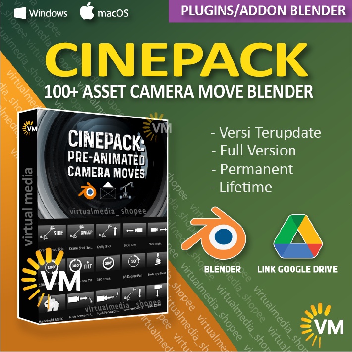 Jual CINEPACK BLENDER ADDON PLUGINS ANIMATION CAMERA MOVE SCENE CINEMATIC MOVIE MOTION 3D ...