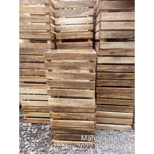 Jual 25 x 25 x 30 cm pot anggrek dan tanaman hias kayu laban | Shopee ...
