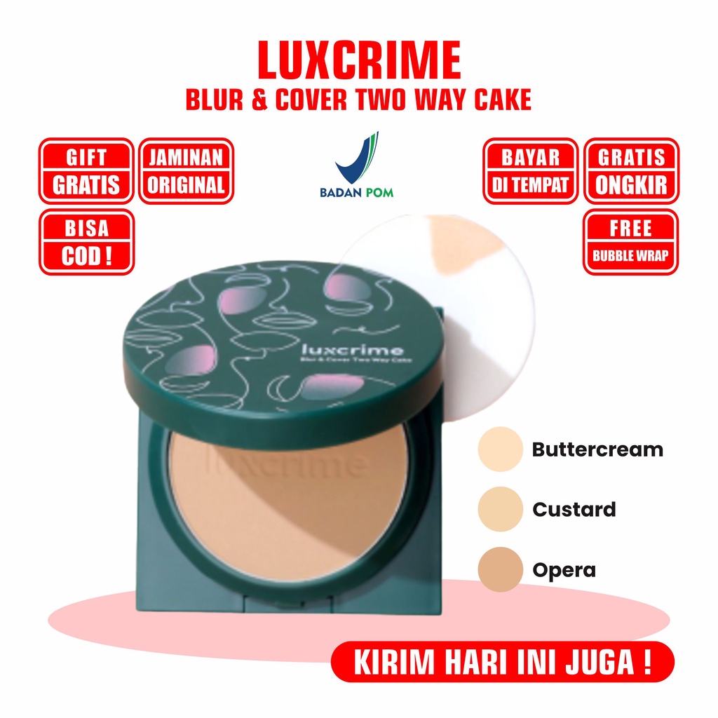 Jual Luxcrime Blur & Cover [BPOM] Two Way Cake in Custard Buttercream ...