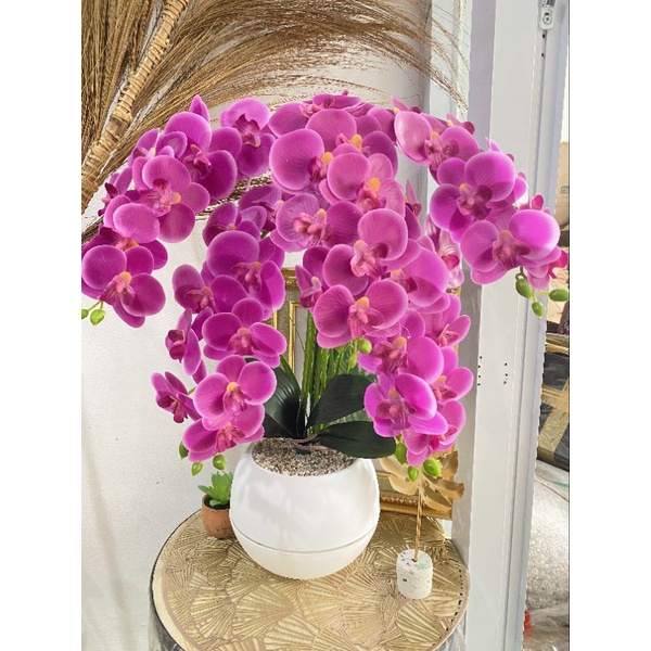 Jual BUNGA ANGGREK CABANG 5 VAS BOLA/TANAMAN ARTIFICIAL | Shopee Indonesia