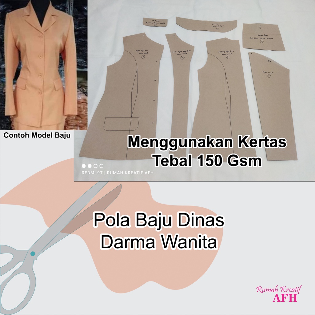 Jual Pola Instan Pola Baju Dinas Wanita | Pola Baju Darma Wanita | Shopee Indonesia