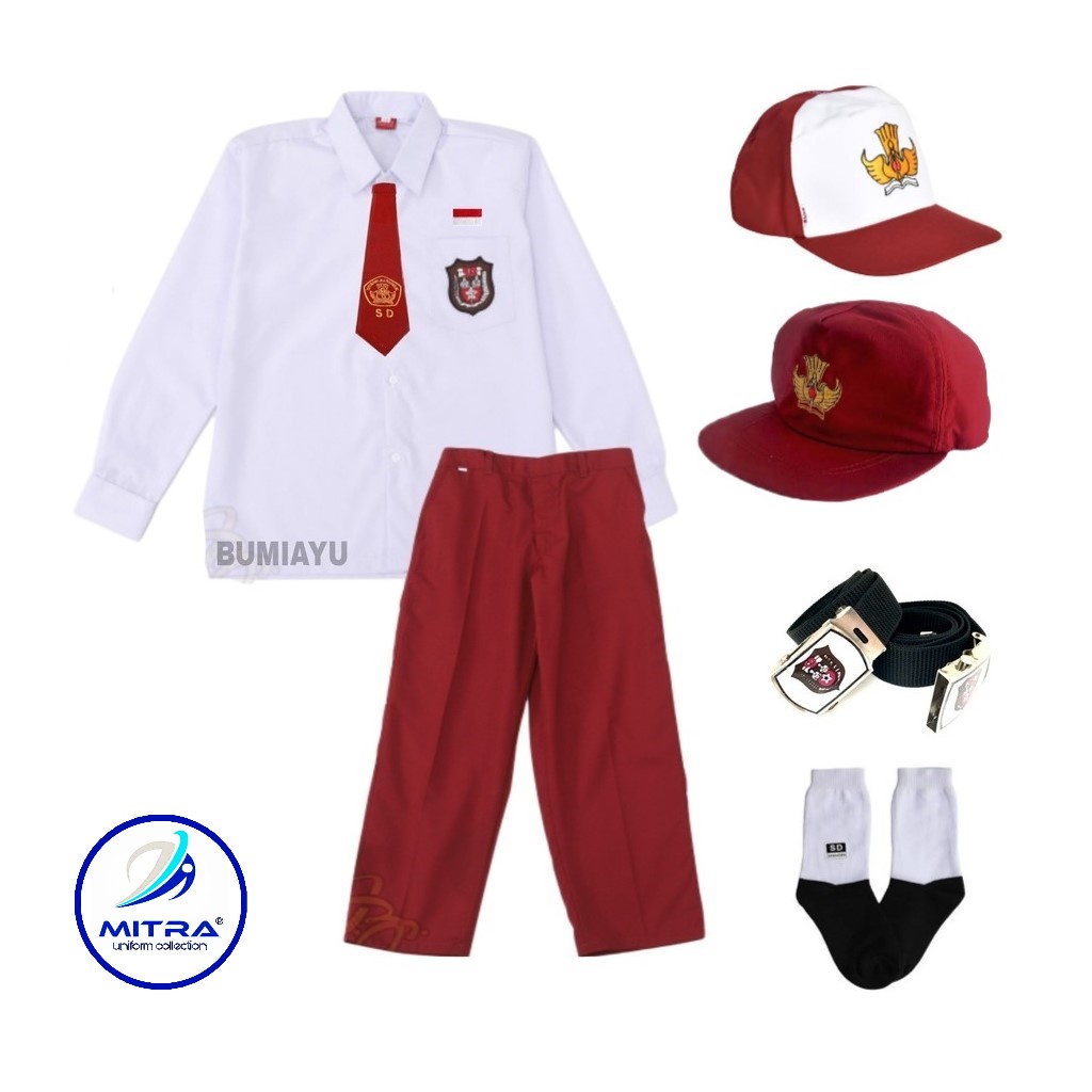 Jual Seragam Merah Putih SD Setelan Anak Laki Laki Panjang Kelas 1-6 SD ...