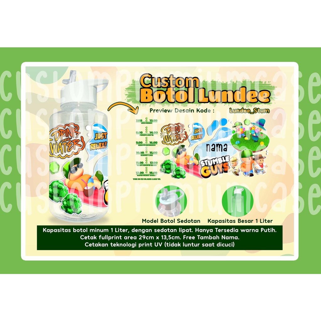 Jual BOTOL MINUM CUSTOM LUNDEE GAMBAR KARAKTER / KARTUN ANAK / GAME ANAK S T A MBLE GUYS ...