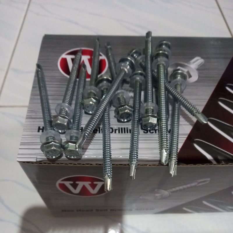 Jual 50 pcs baut drilling 12x70 panjang 7cm merk W, baut galvalum, baut ...