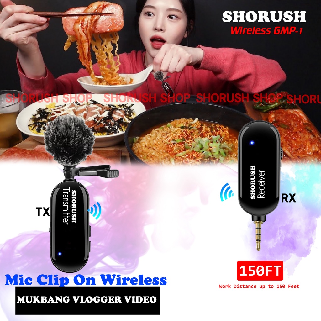 Jual Shorush GMP 1 Microphone Mic Clip On Wireless UHF VLOG Untuk Camera Mirorrless Youtuber HP ...