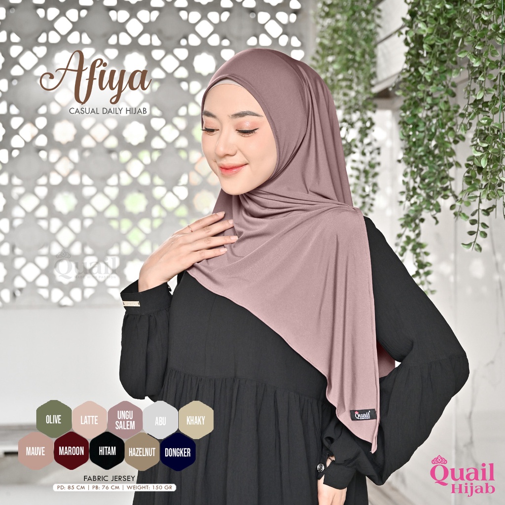 Jual Jilbab AFIYA Quail Hijab Original Segitiga Instan Jersey Premium Terbaru COD Distributor ...