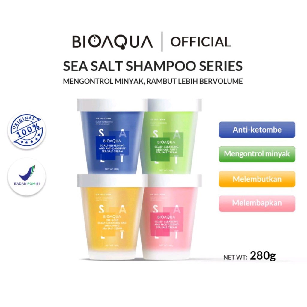 Jual BIOAQUA Scalp Sea Salt Shampoo 280g Cleansing and Anti-Dandruff ...