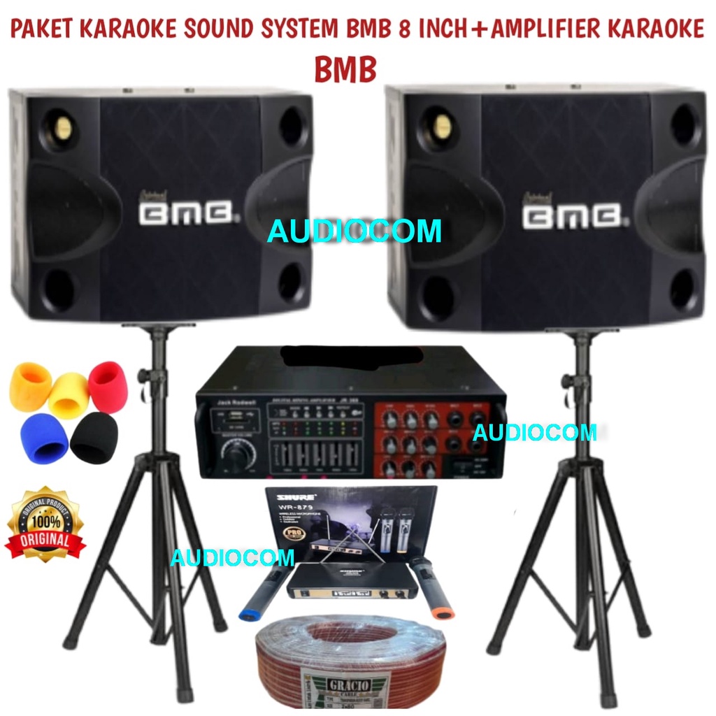 Jual paket karaoke BMB original sound system bluetooth speaker 8 inch ...
