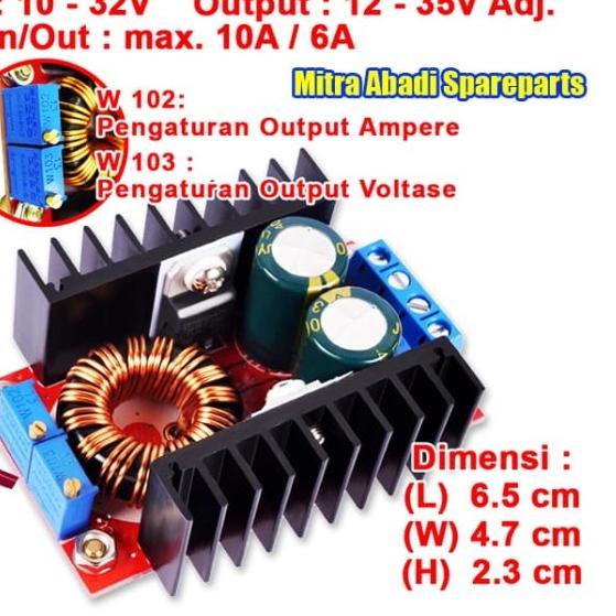 Jual DC-DC Converter Step Up 150W 10-32V to 12-35V 10A Adjust Volt ...