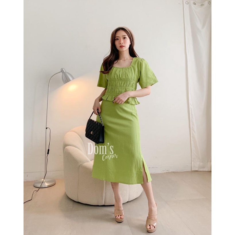 Jual Fuji set skirt - korean set - baju ala korea - puff sleeve set ...