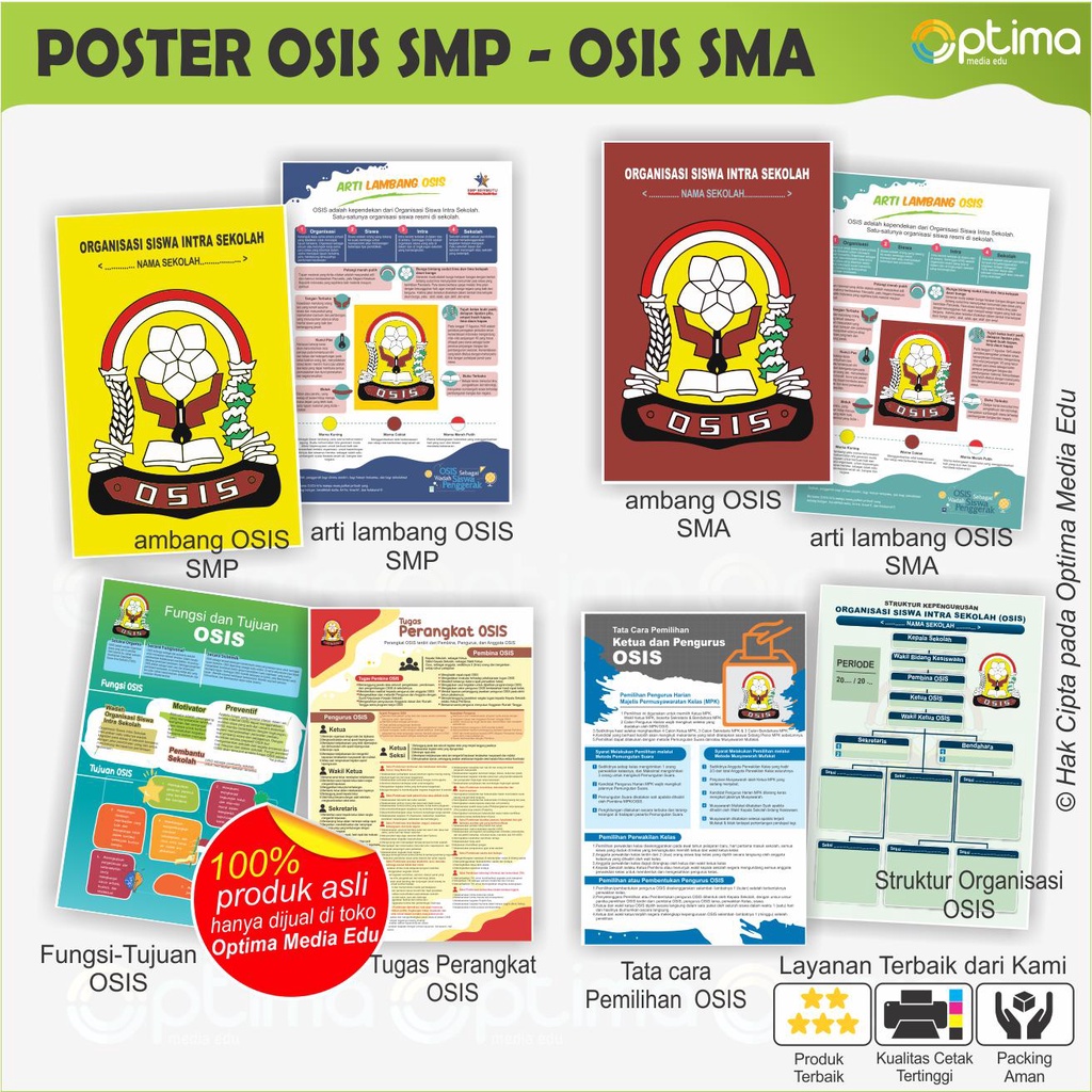 Jual Poster OSIS SMP-SMA, Lambang, Arti Lambang OSIS, Fungsi dan Tujuan ...