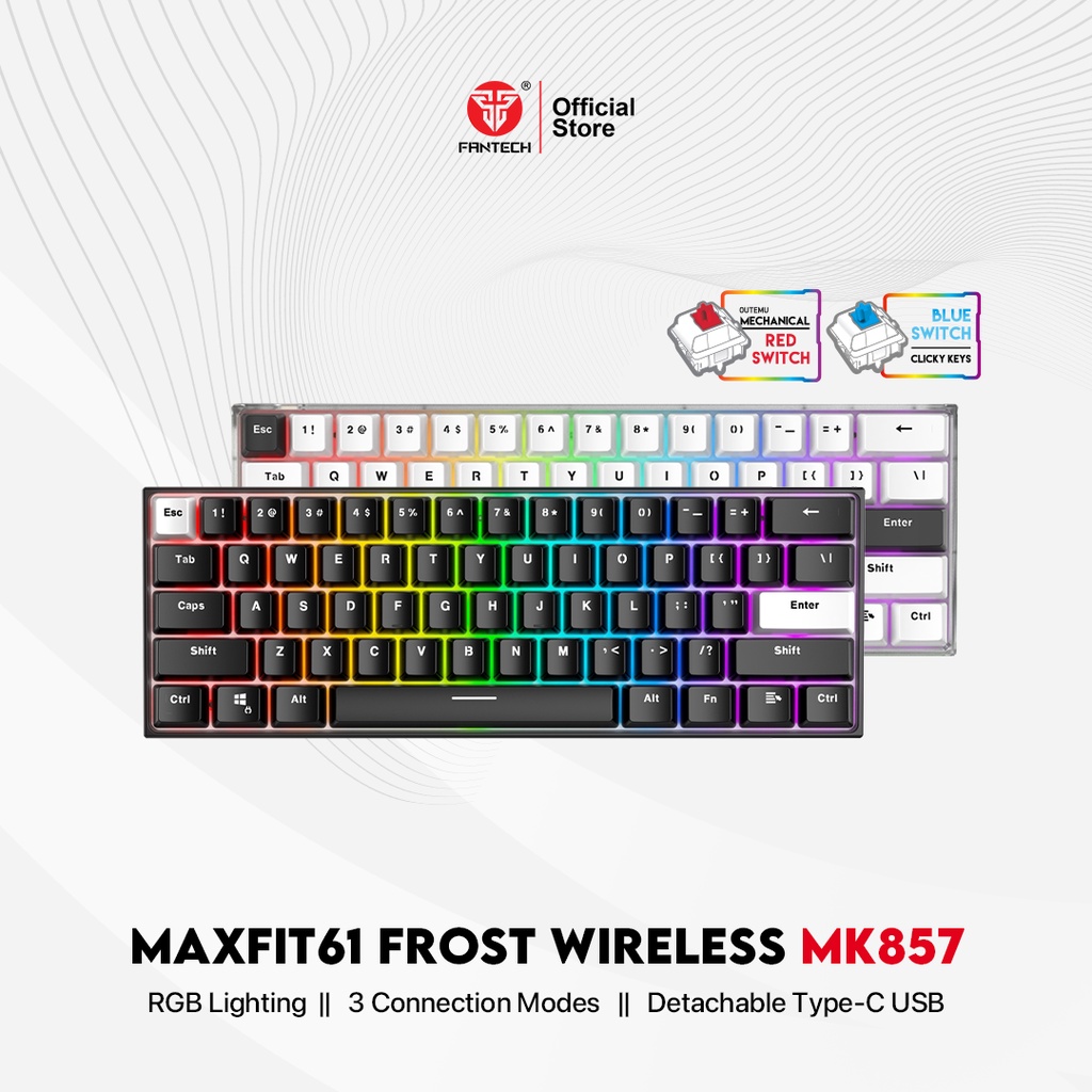 Jual Fantech MAXFIT61 FROST Wireless Hostwap Keyboard Gaming Mechanical ...