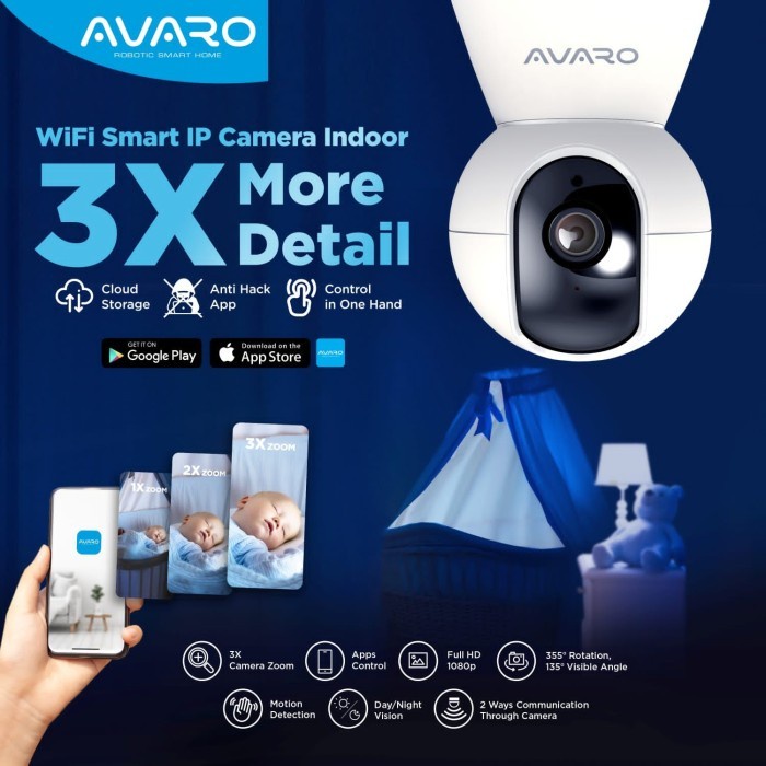 Jual Smart CCTV IP Camera AVARO WIFI CCTV indoor 2MP PTZ - CT01 GARANSI RESMI | Shopee Indonesia