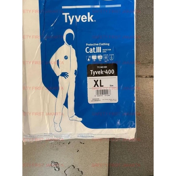 Jual Baju Coverall Putih Industri Tissue Cat Tyvek Dupont ORIGINAL - L ...