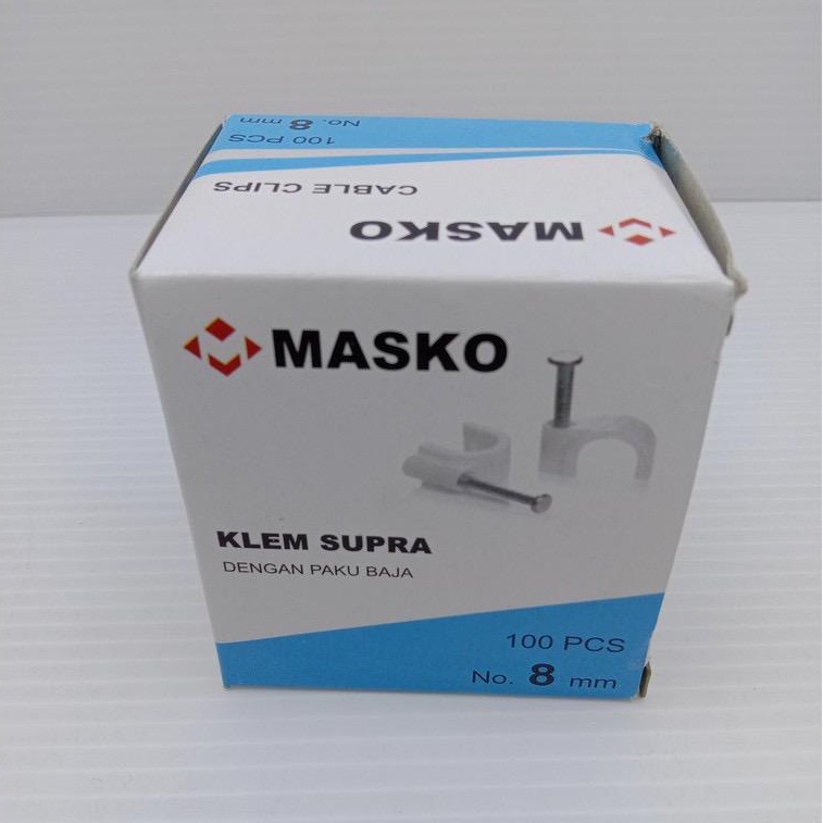 Jual MASKO Klem Supra Box 8mm Klem Kabel Paku Beton Baja KOTAK isi 100 ...