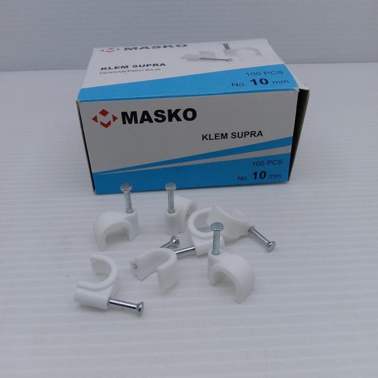 Jual MASKO Klem Supra Box 10mm Klem Kabel Paku Beton Baja KOTAK isi 100 ...