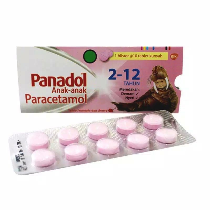Jual Panadol chewable tablet kunyah demam turun panas nyeri anak ...
