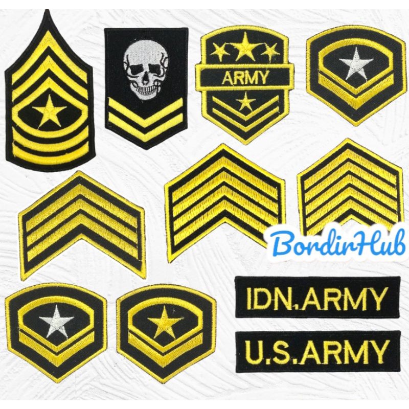 Jual patch bordir pangkat military emblem tambahan aksesoris jaket ...
