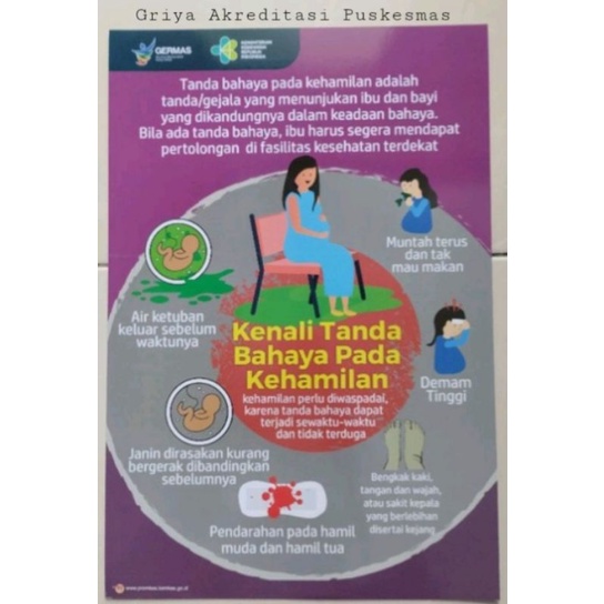 Jual Cetak Poster Kenali Tanda Bahaya Pada Kehamilan Laminating - Riset