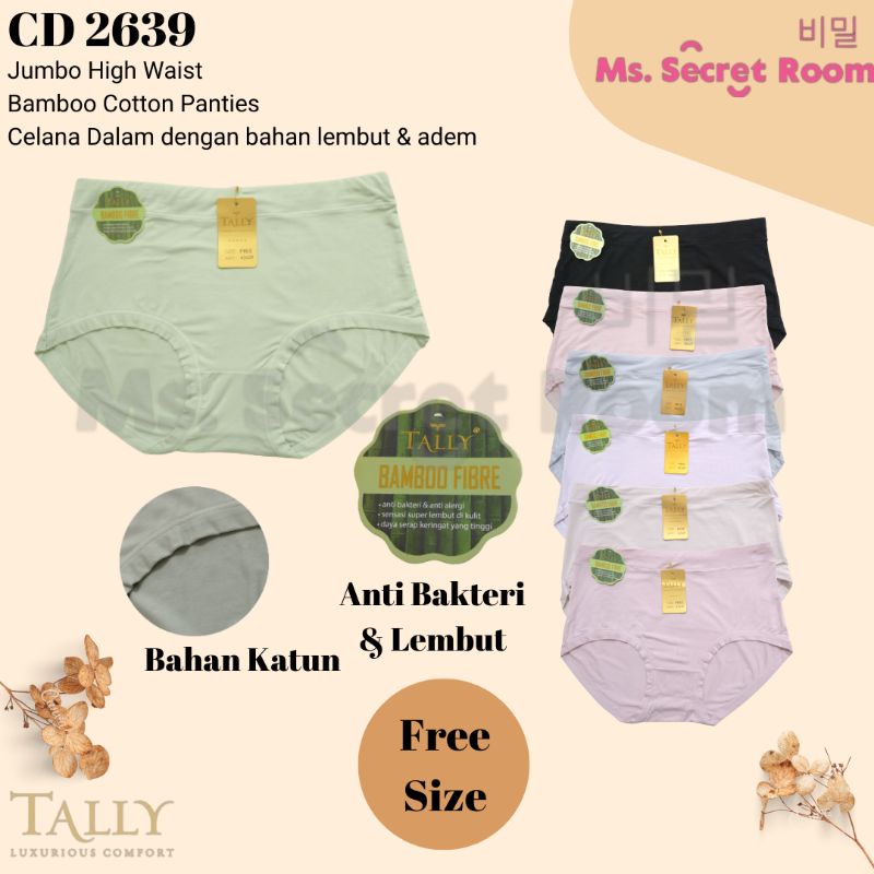 Jual TALLY CD CELANA DALAM KATUN BAMBU 2639 | FREE SIZE | FIT TO XXL | HIGH WASIT | BAHAN KATUN ...