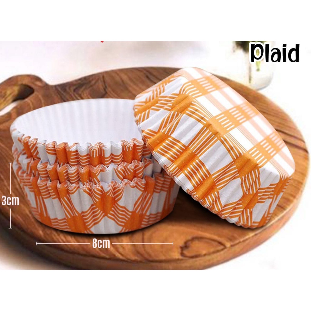 Jual 20pcs cake case plaid - cake case bulat - oval - cup kertas ...