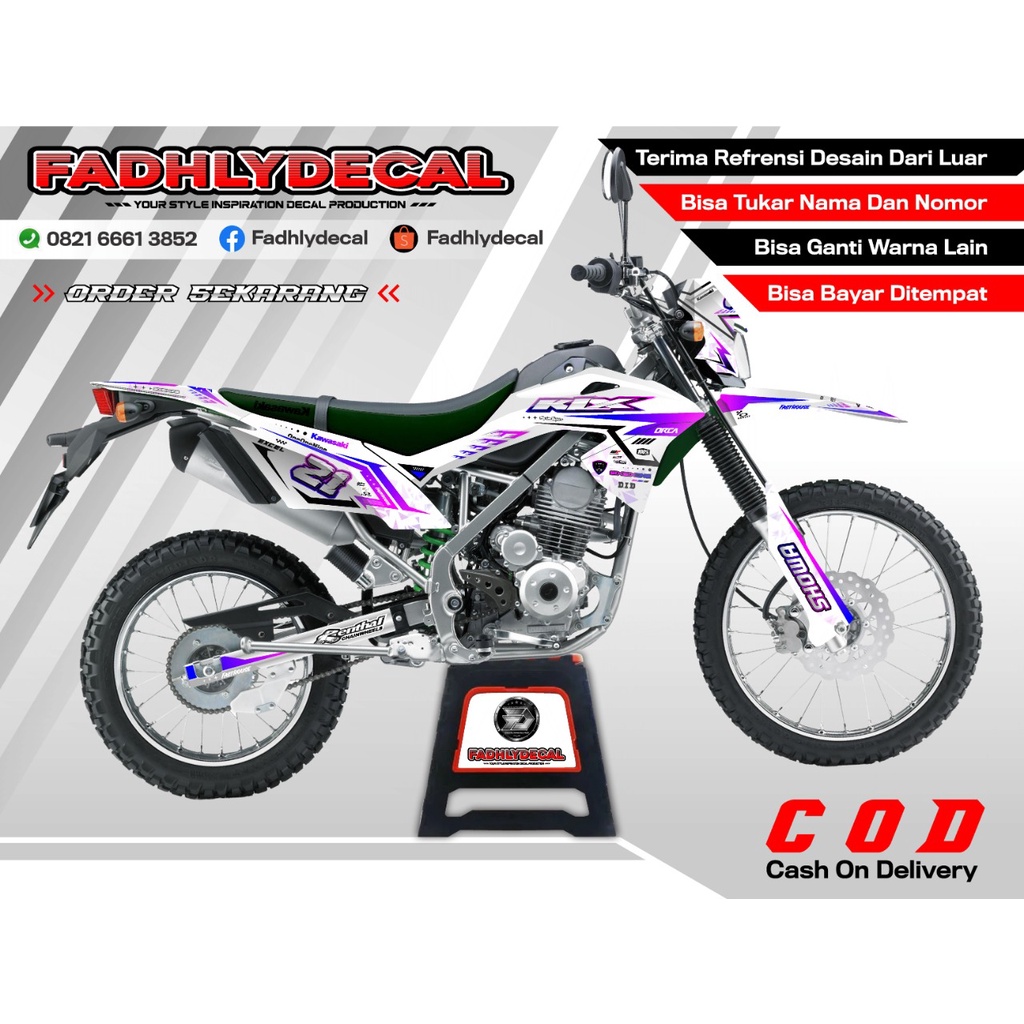 Jual DECAL KLX BF ( Body Bisa di sesuaikan ) Edisi Putih ( Biru Putih ...