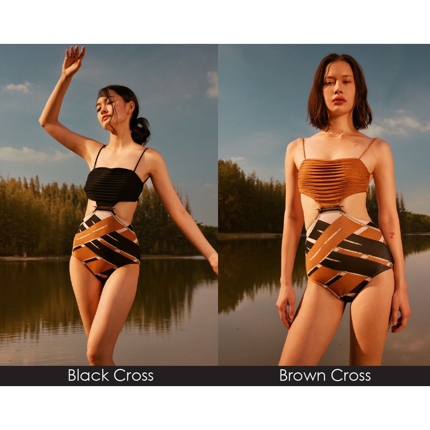 Jual SWIMSAIC Ax swimsuit - Black Cross, Brown Cross (swimsuit only, no outerwear) | Shopee ...