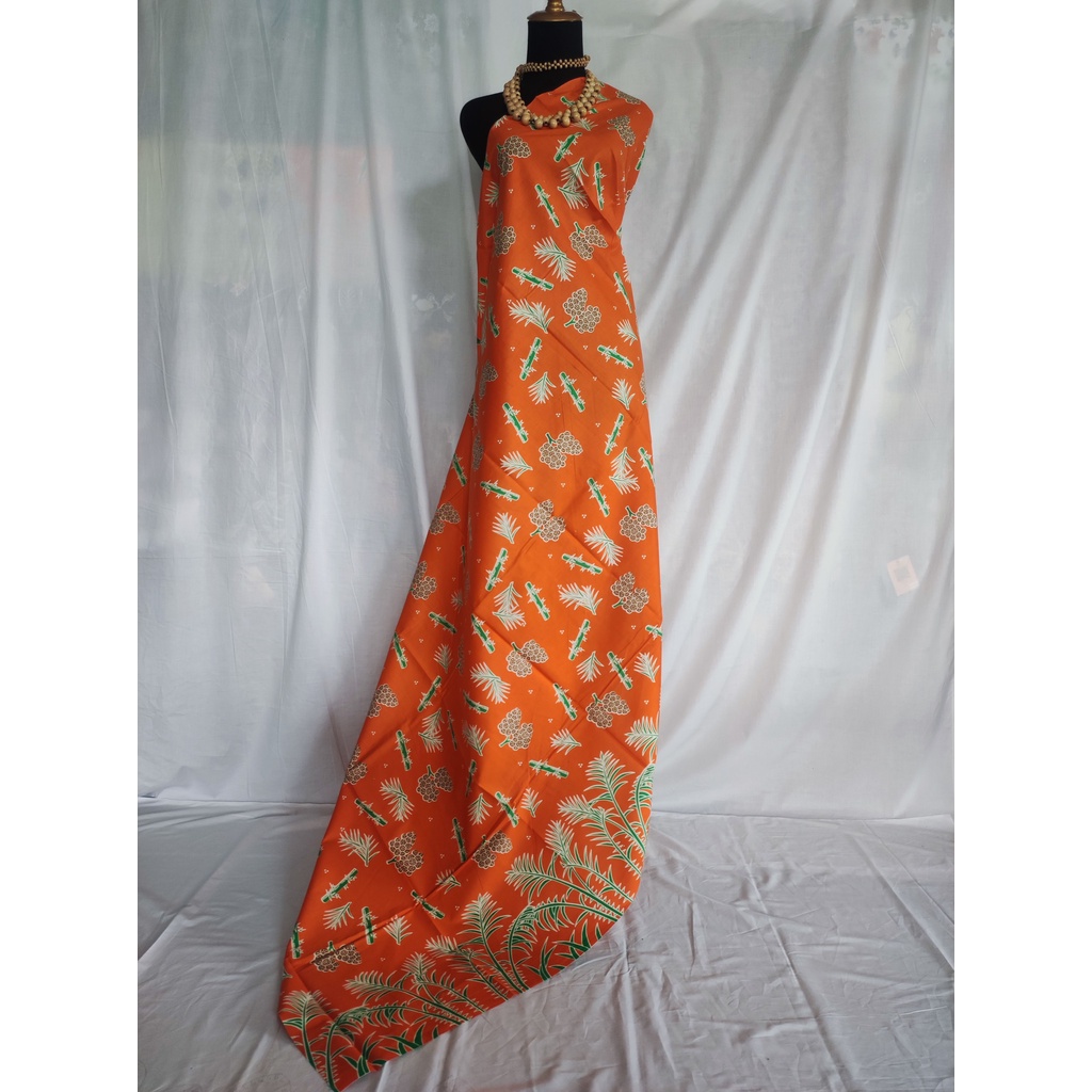 Jual Bahan Batik Print Belitung Belitong Motif Kelubi Orange Oren ...
