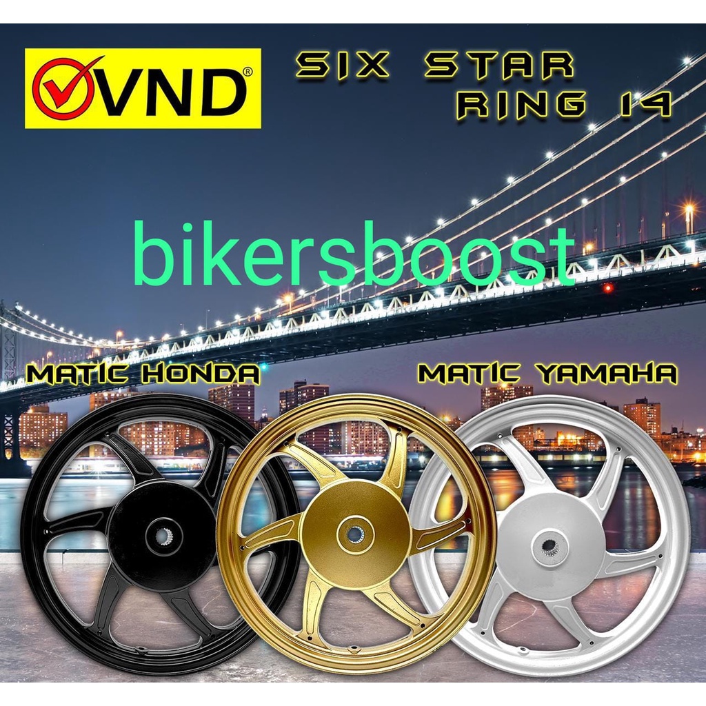 Jual Velg VND Racing Six Star 140x14 & 160x14 Mio Sporty J S Fino 115 ...