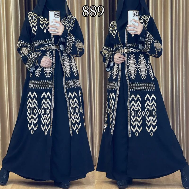 Jual Exclusive Abaya Hitam 889 Bahan Jet Black Saudi Kwalitas Boutique ...