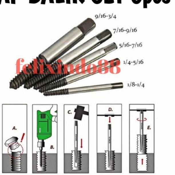Jual TEKIRO HAND TAP TAB ULIR BALIK DRAT KIRI BAUT PATAH 6 PCS SCREW ...