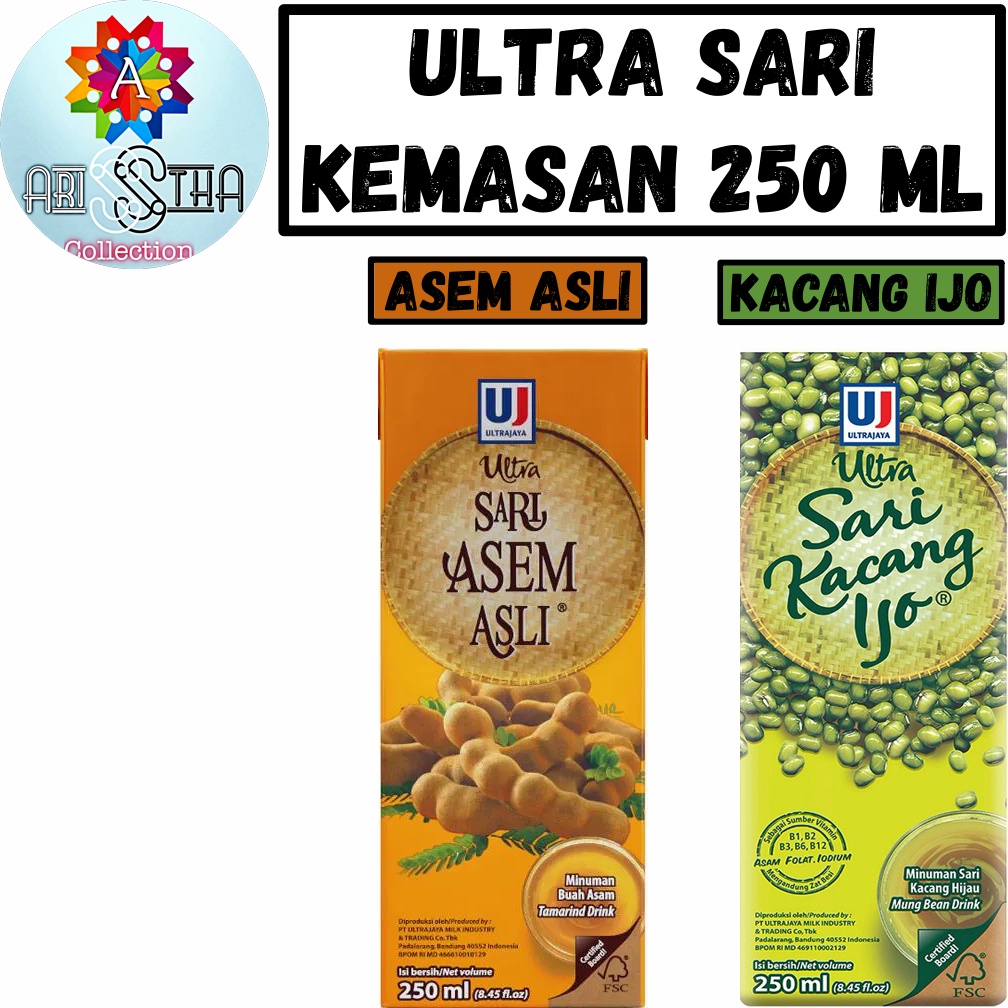 Jual Ultra Sari Minuman Sari Kacang Ijo dan Asem Asli 250 ML | Shopee ...