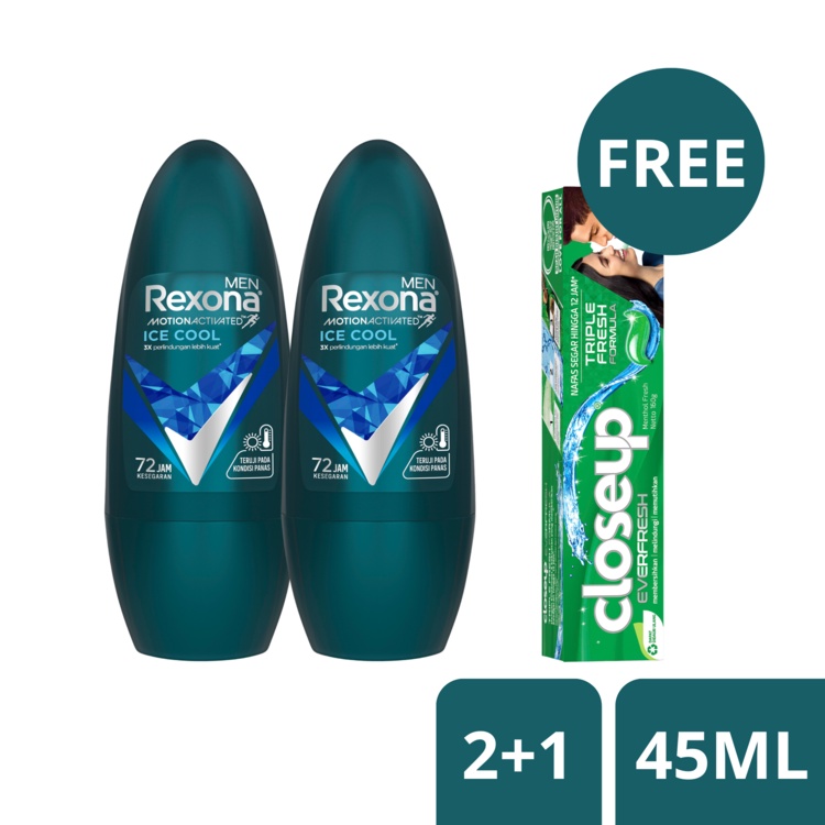 Jual Buy 2 Rexona Men Ice Cool 45ml FREE Close Up Menthol 160g | Shopee Indonesia