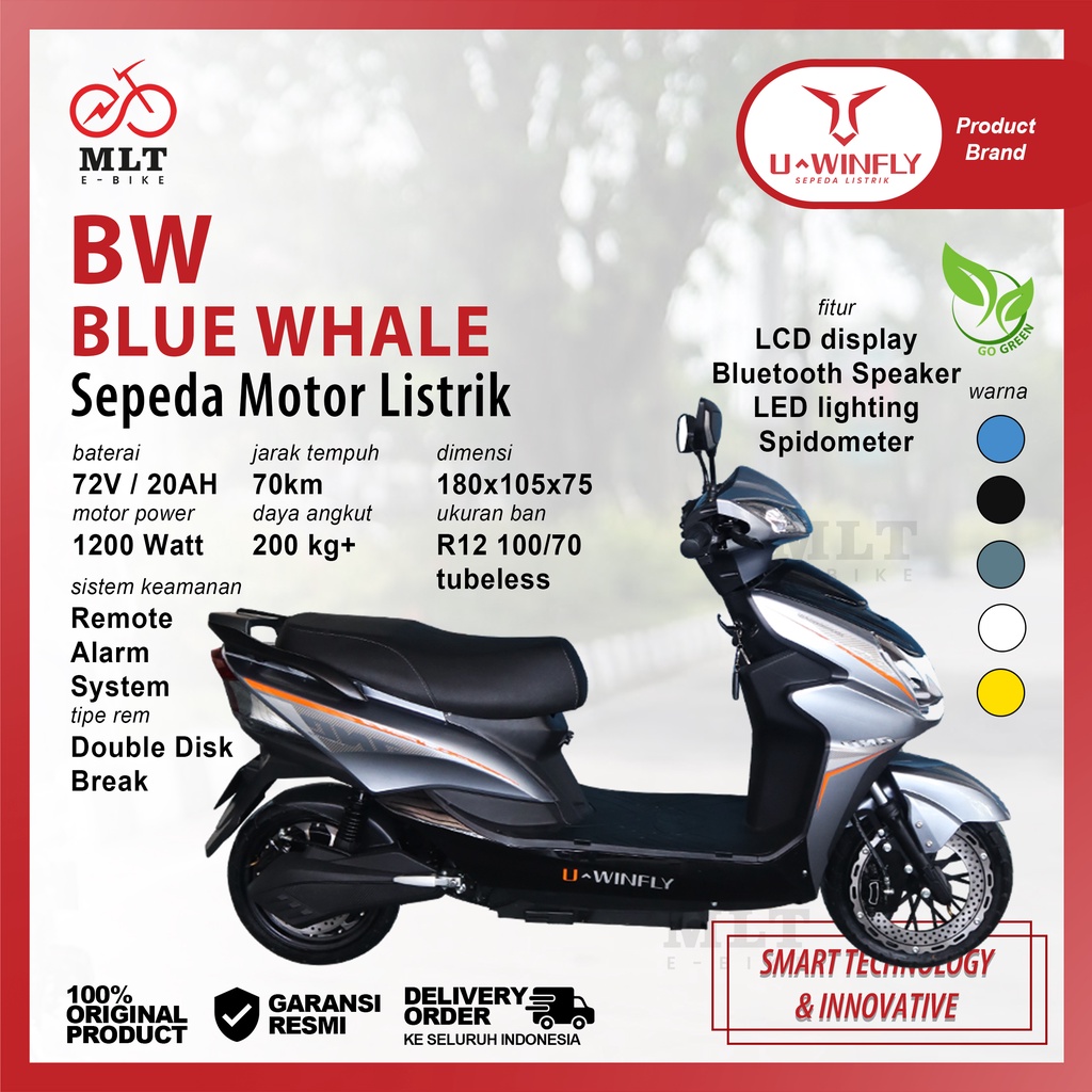 Jual UWINFLY BW BLUE WHALE Sepeda Motor Listrik original garansi resmi ...