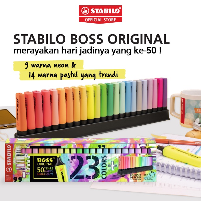 Jual STABILO BOSS ORIGINAL Deskset 23's, Best Seller Set of 5 & 6 Free ...