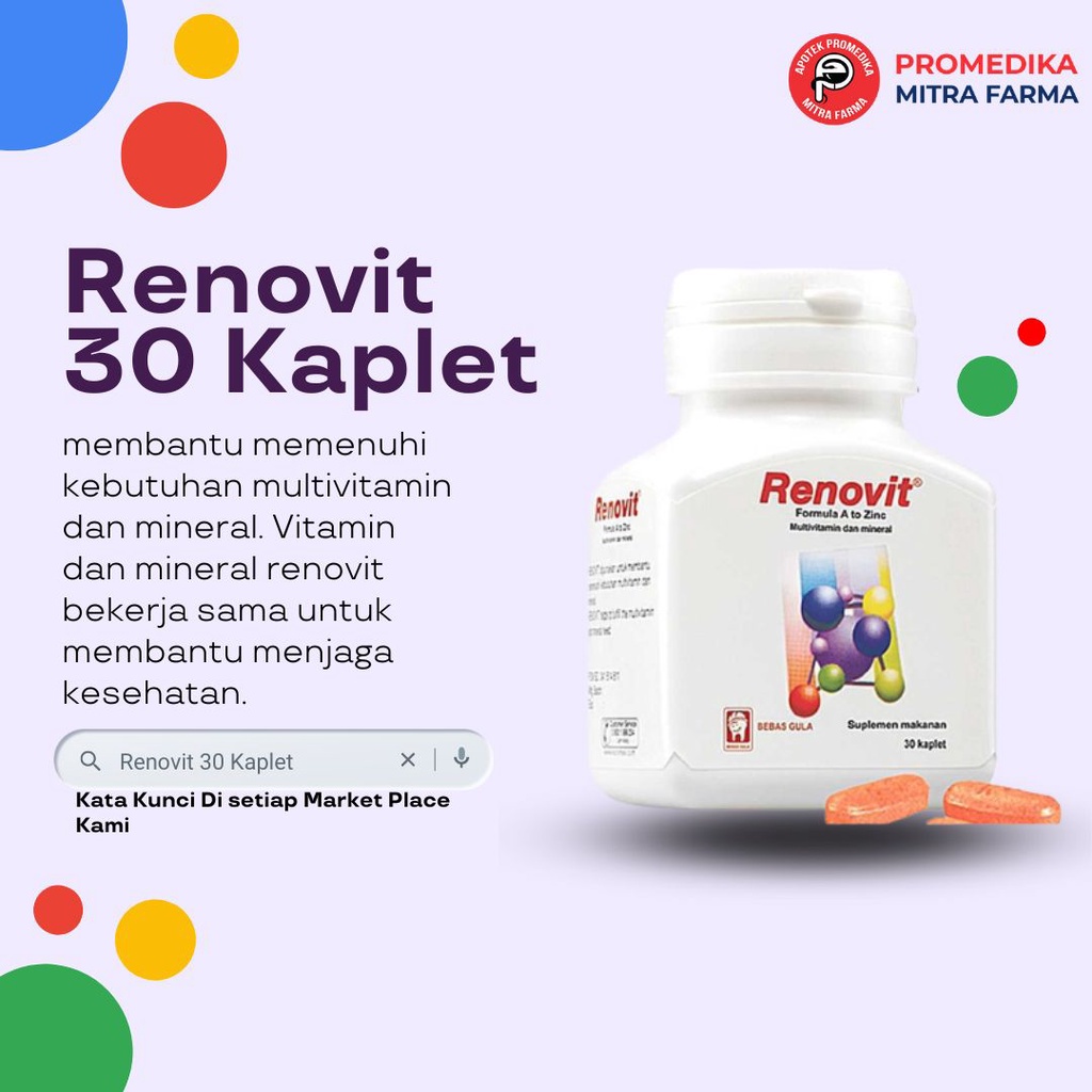 Jual Renovit 30 Kaplet / Multivitamin dan Mineral Untuk Daya Tahan ...