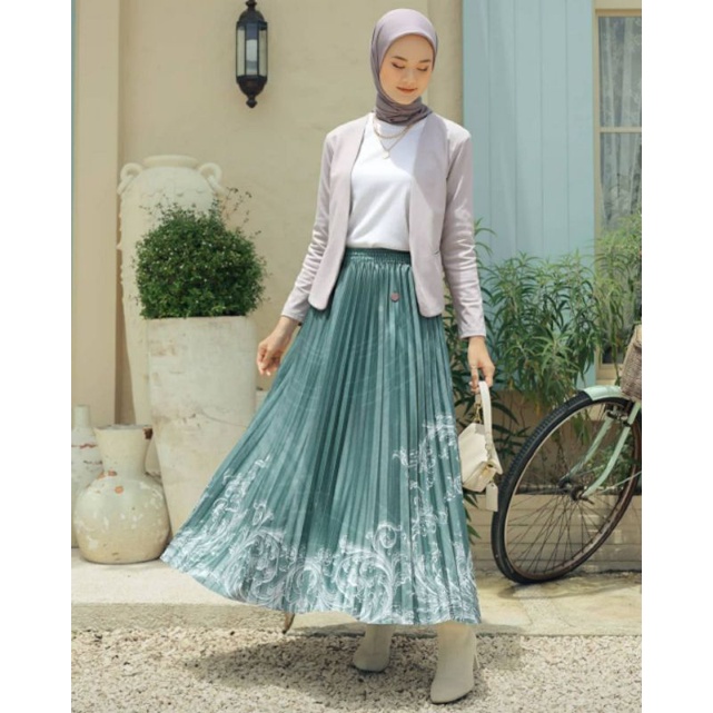 Jual Rok Plisket Premium Tebal Rania Original Motif Royale | Shopee ...