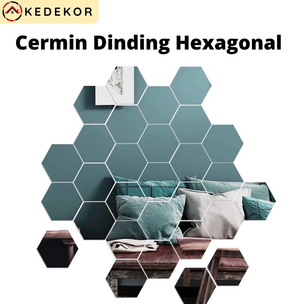 Jual Stiker Cermin Dinding Anti Pecah Tempel Akrilik Hexagonal | Cermin ...