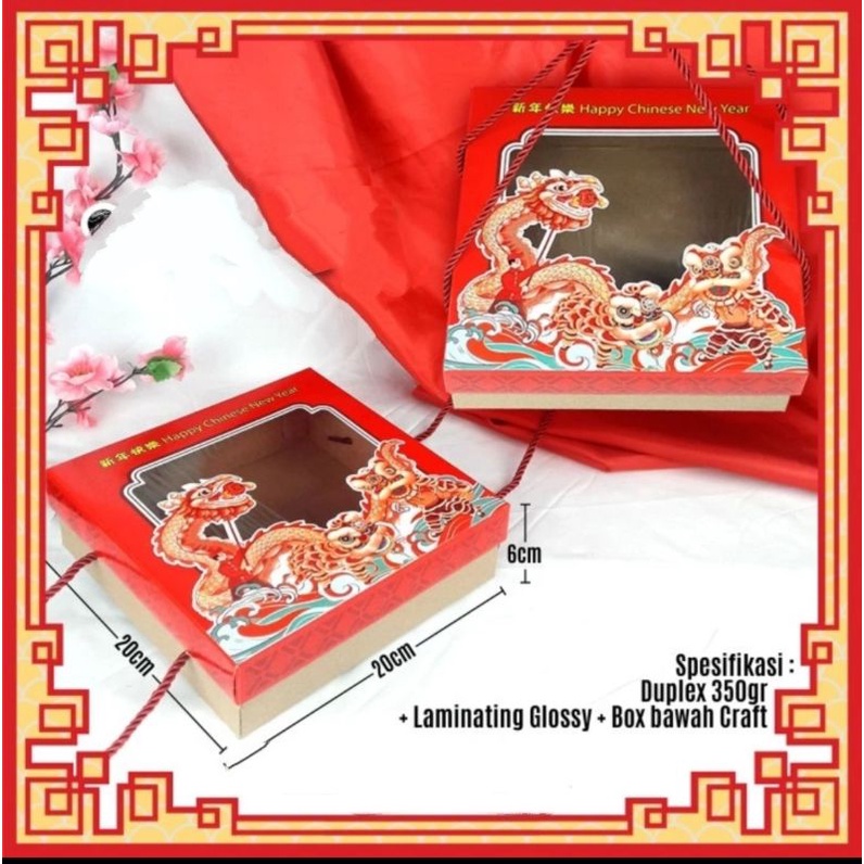 Jual Box Imlek Lapis Legit 20x20x6cm/Dus Kue Imlek/Kotak Kue CNY Imlek ...
