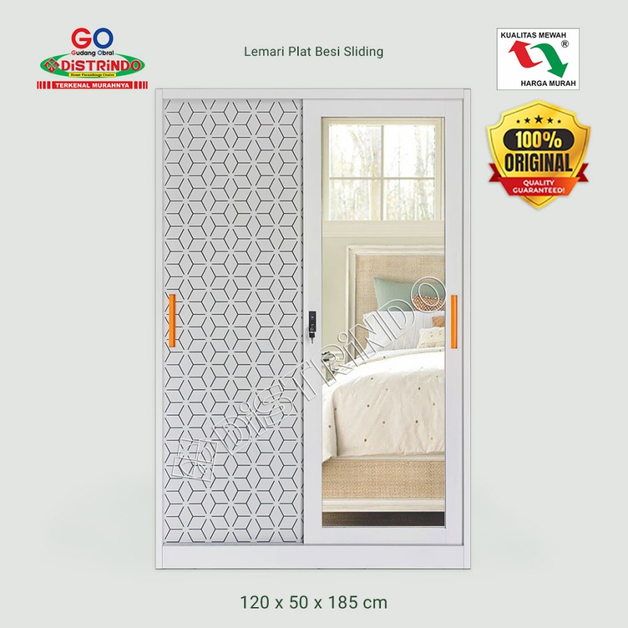 Jual Lemari Pakaian Besi Sliding / Pintu Geser Cermin Panjang + Brankas Saxon 120 MWDSL | Shopee ...