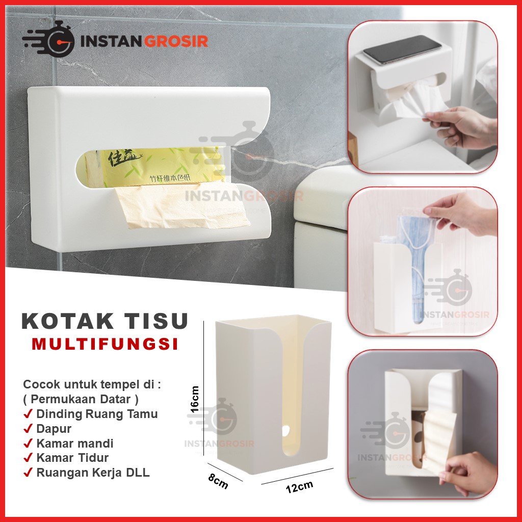 Jual Kotak Tisu tempel dinding wadah tissue multifungsi cocok untuk ...