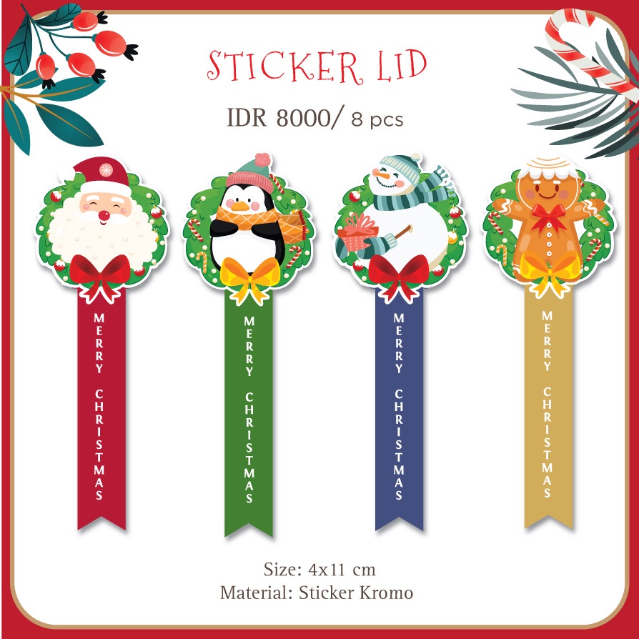 Jual Stiker lid tema natal design terbaru cocok utk toples dan hadiah ...